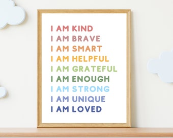 Affirmations for Kids, Classroom Posters, I Am Affirmations, Playroom ...
