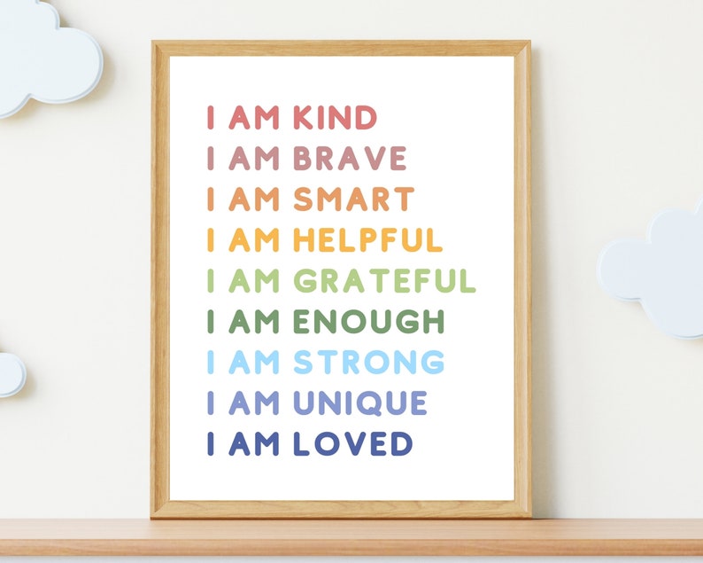 Affirmations for Kids, Classroom Posters, I Am Affirmations, Playroom ...