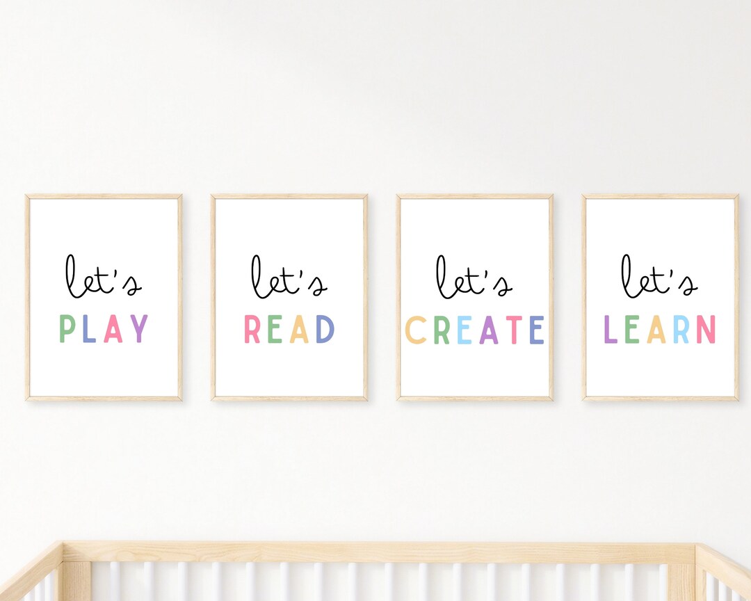 Let's Play Let's Read Let's Learn Let's Create Set of 4 Playroom Prints ...