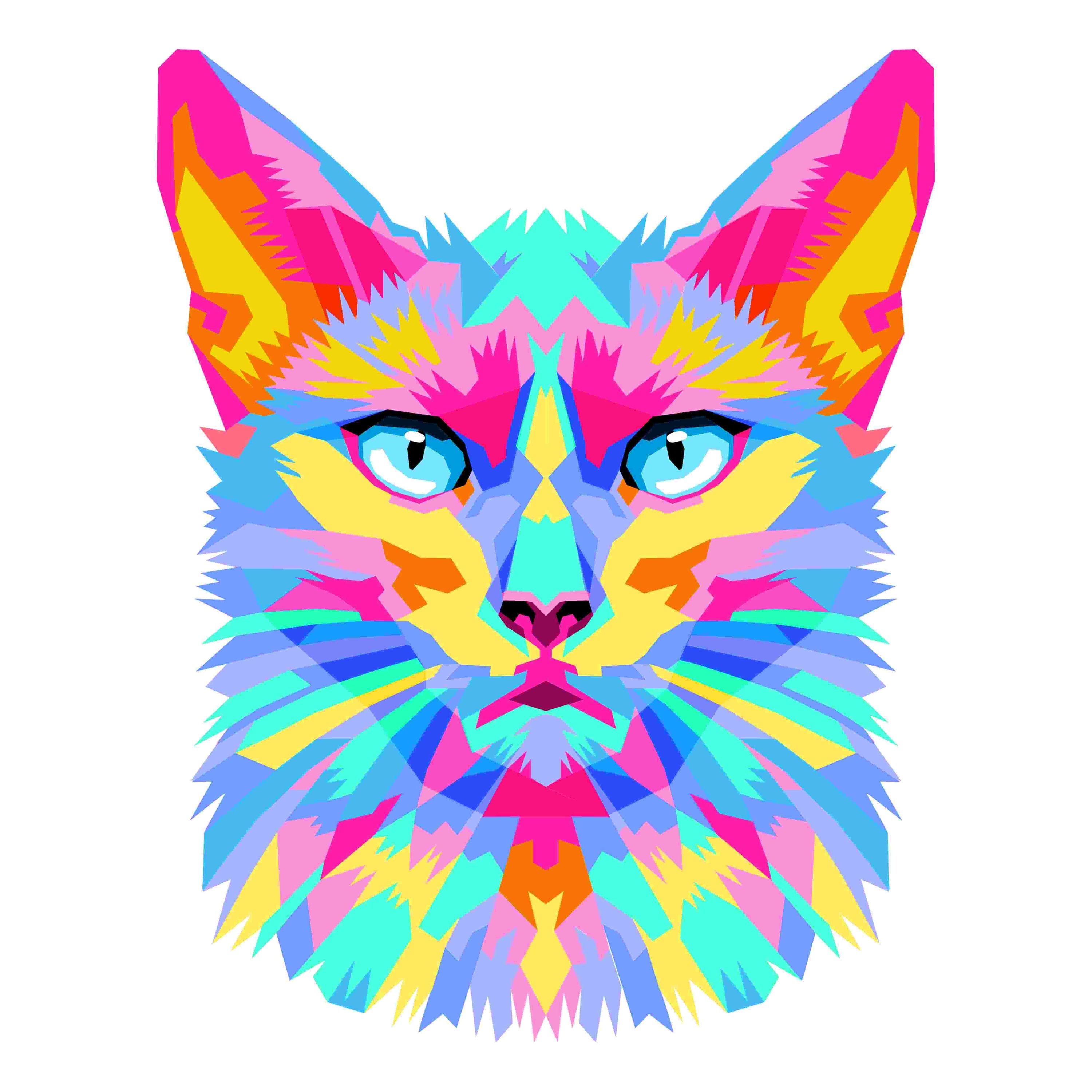 Colorful Cat Head Svg | Cat Svg | Cut File for Cricut | Colorful Cat ...