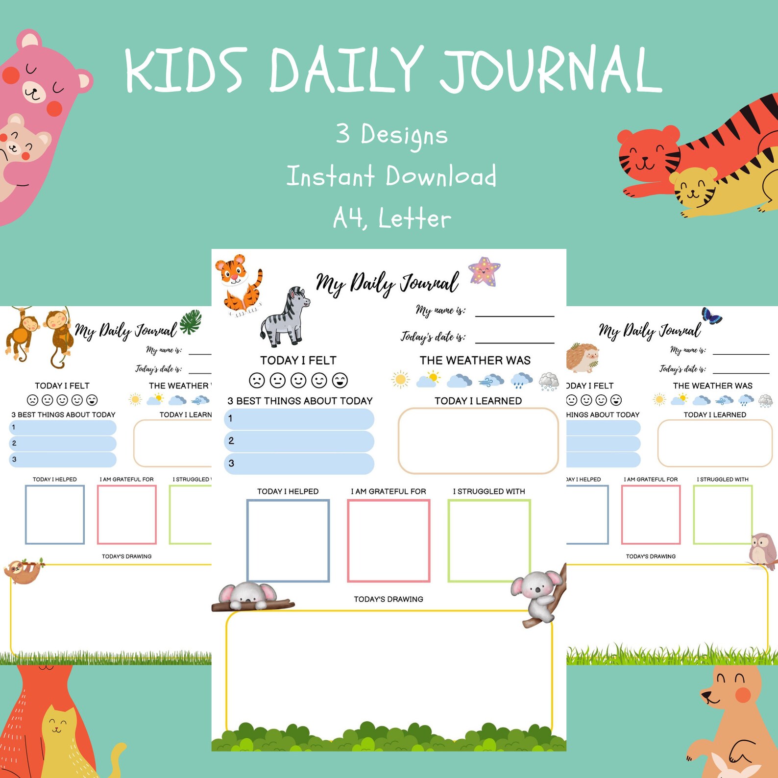 Kids Daily Journal Printable Journal for Kids Diary for Children Kids ...