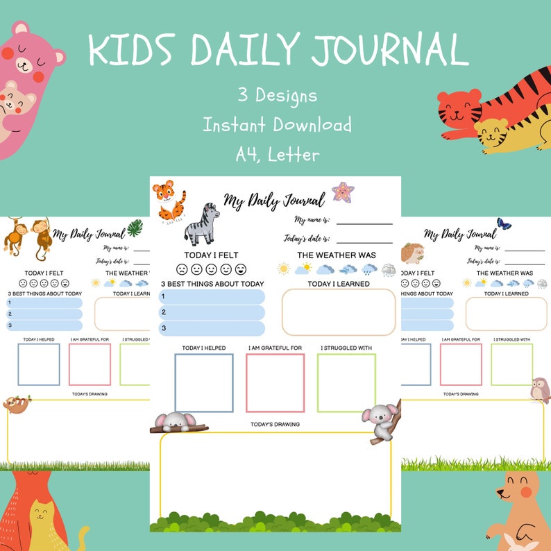 Kids Daily Journal Printable Journal for Kids Diary for Children Kids ...