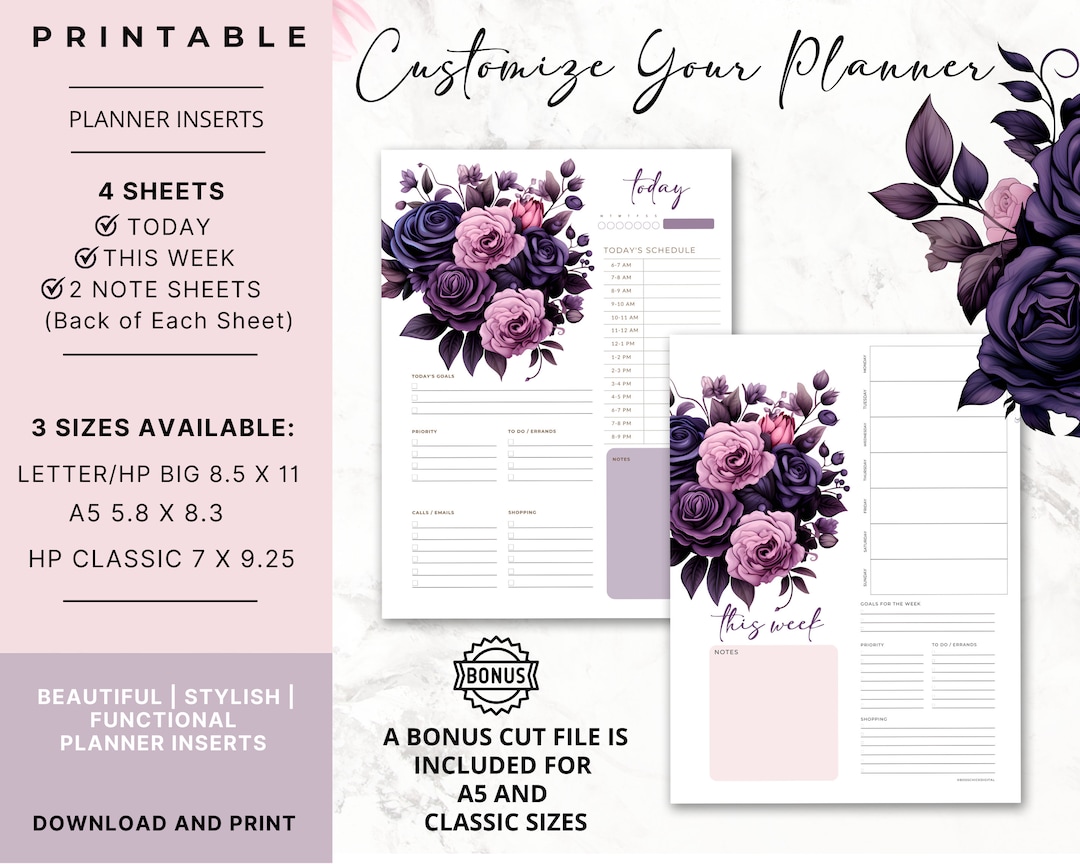 Printable Planner Inserts | Beautiful Planner Inserts | Daily and ...