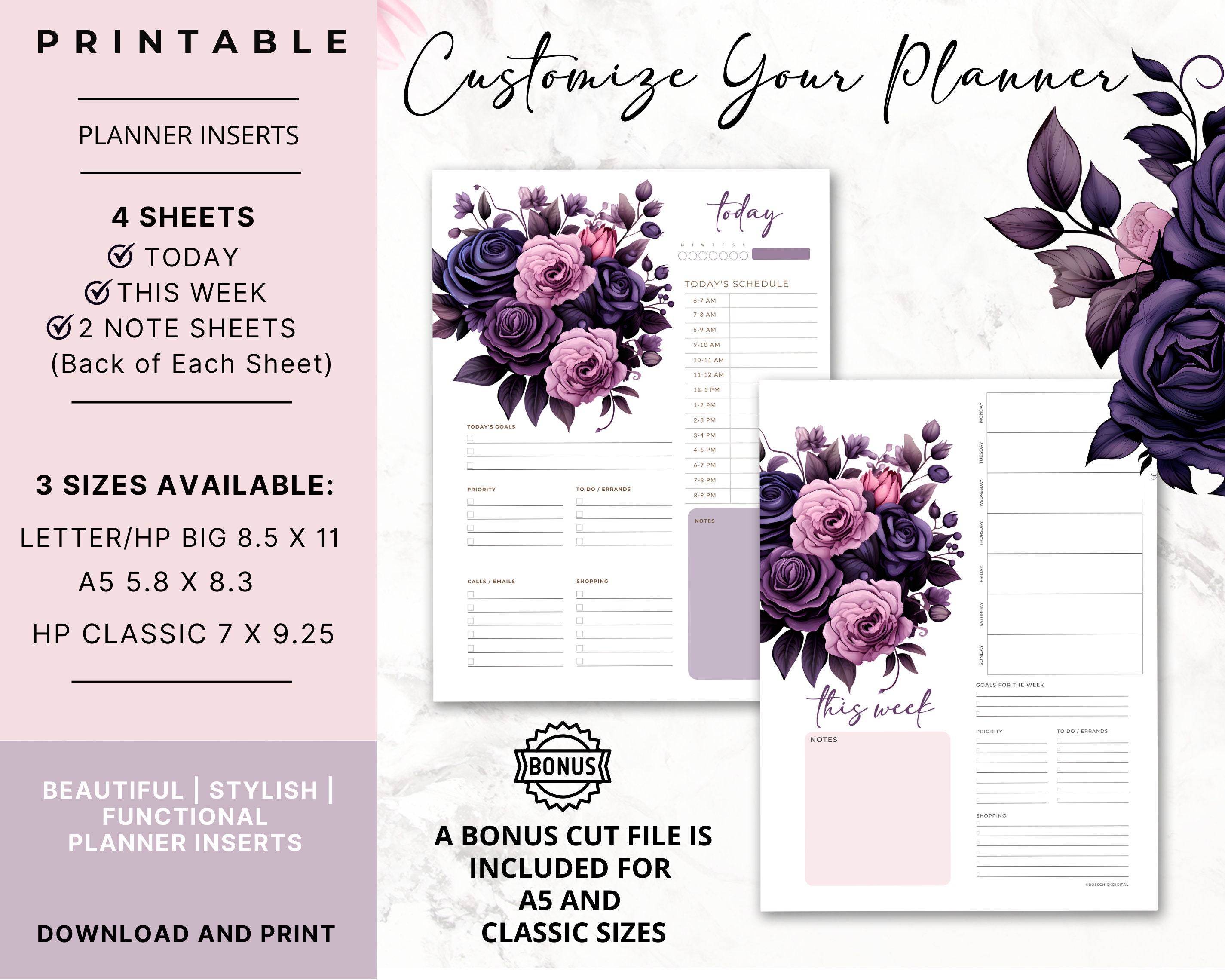 Printable Planner Inserts | Beautiful Planner Inserts | Daily and ...