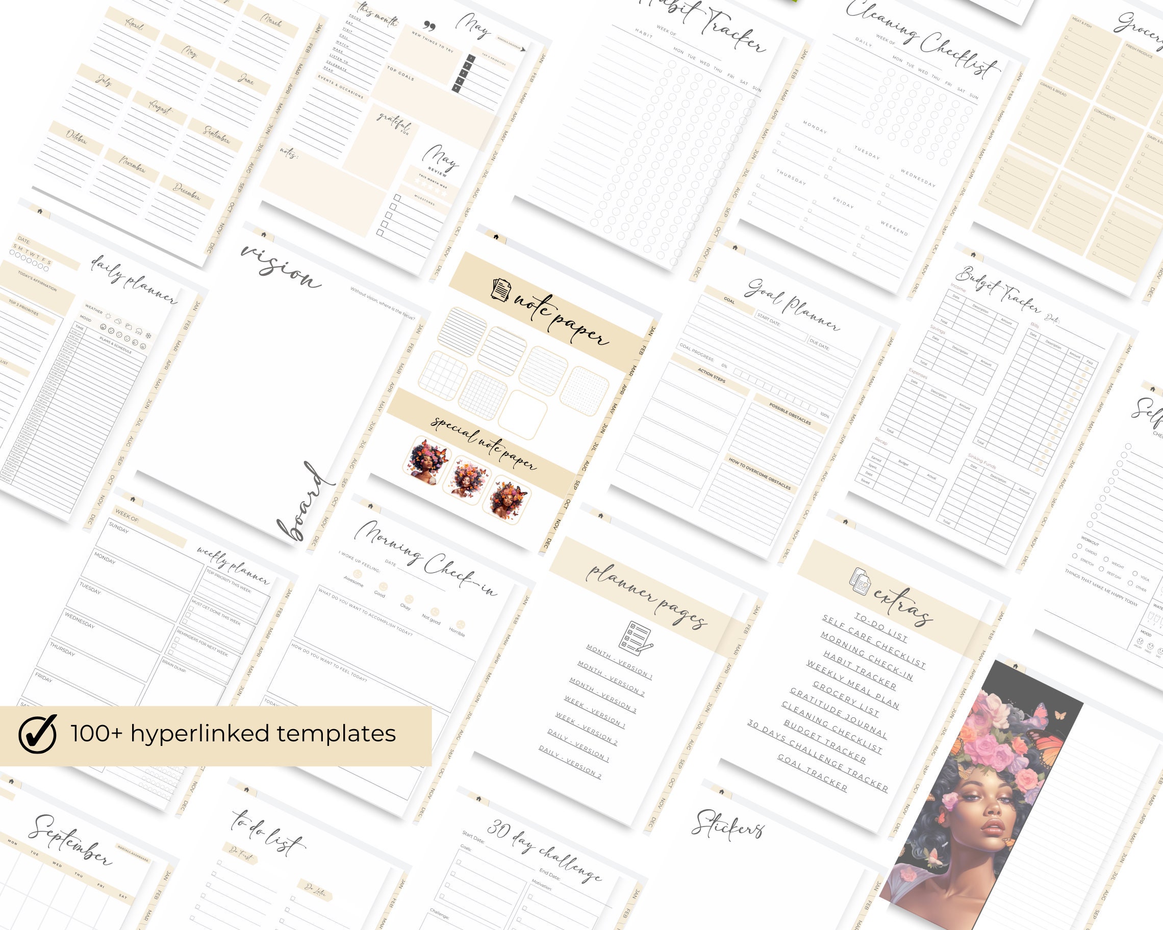 Digital Planner, Goodnotes Planner, African American Girl Boss Lady ...