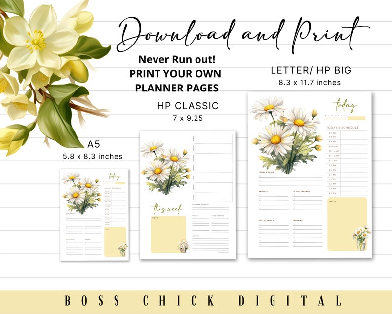 Printable Planner Inserts | Beautiful Planner Inserts | Daily and ...