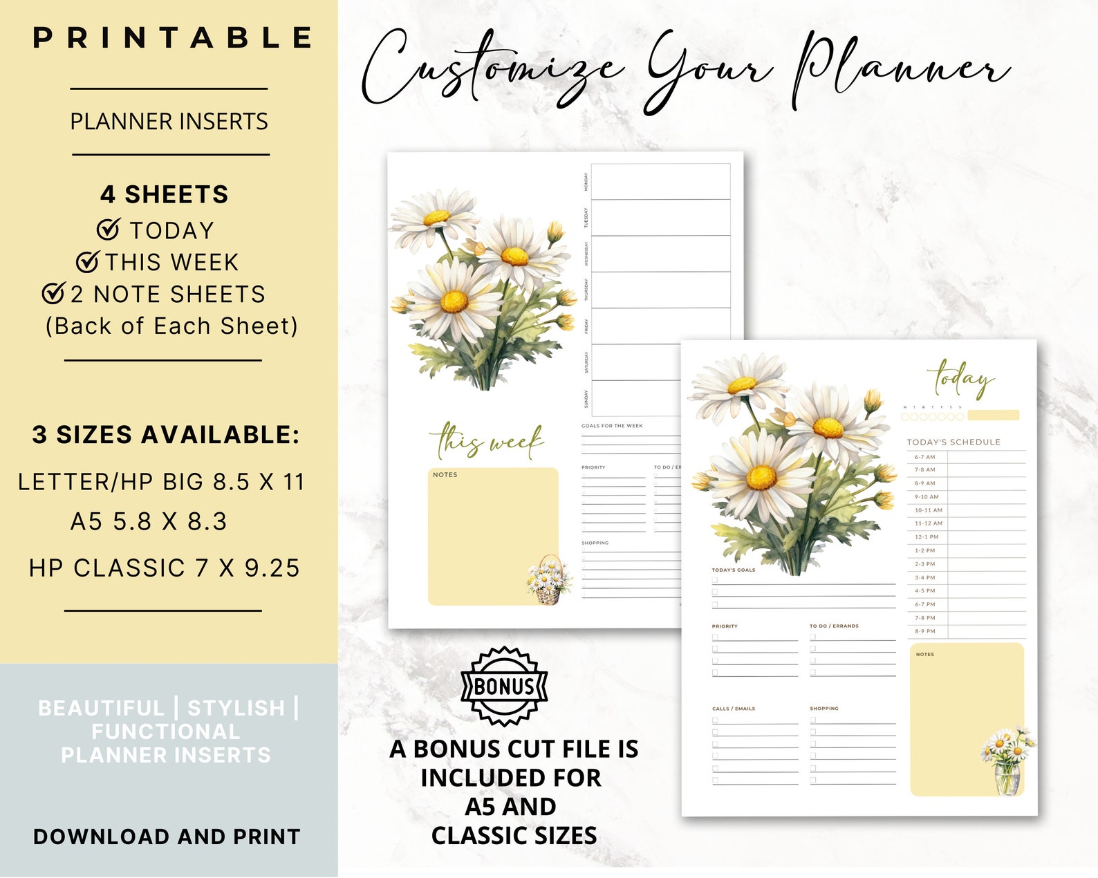 Printable Planner Inserts | Beautiful Planner Inserts | Daily and ...
