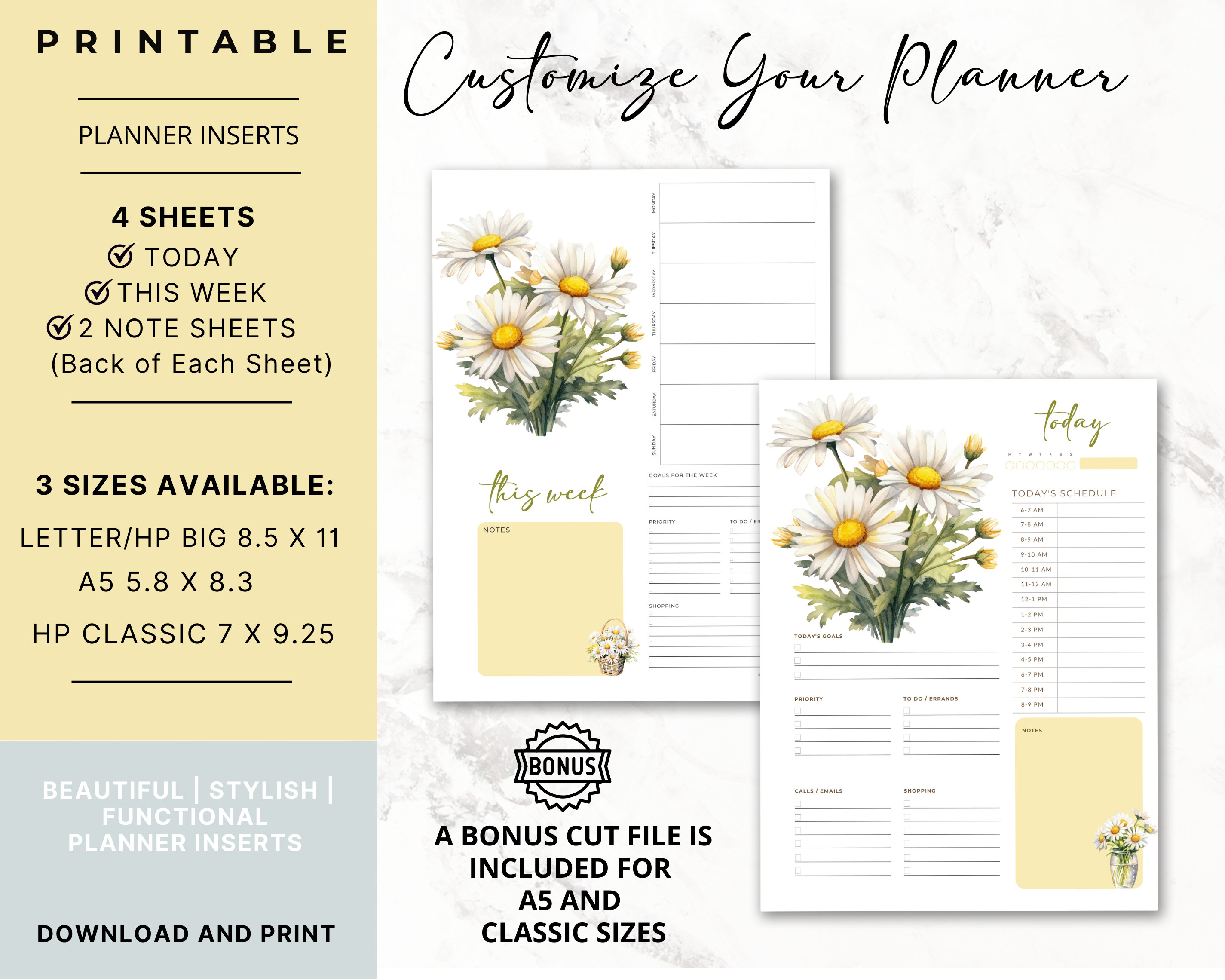 Printable Planner Inserts | Beautiful Planner Inserts | Daily and ...