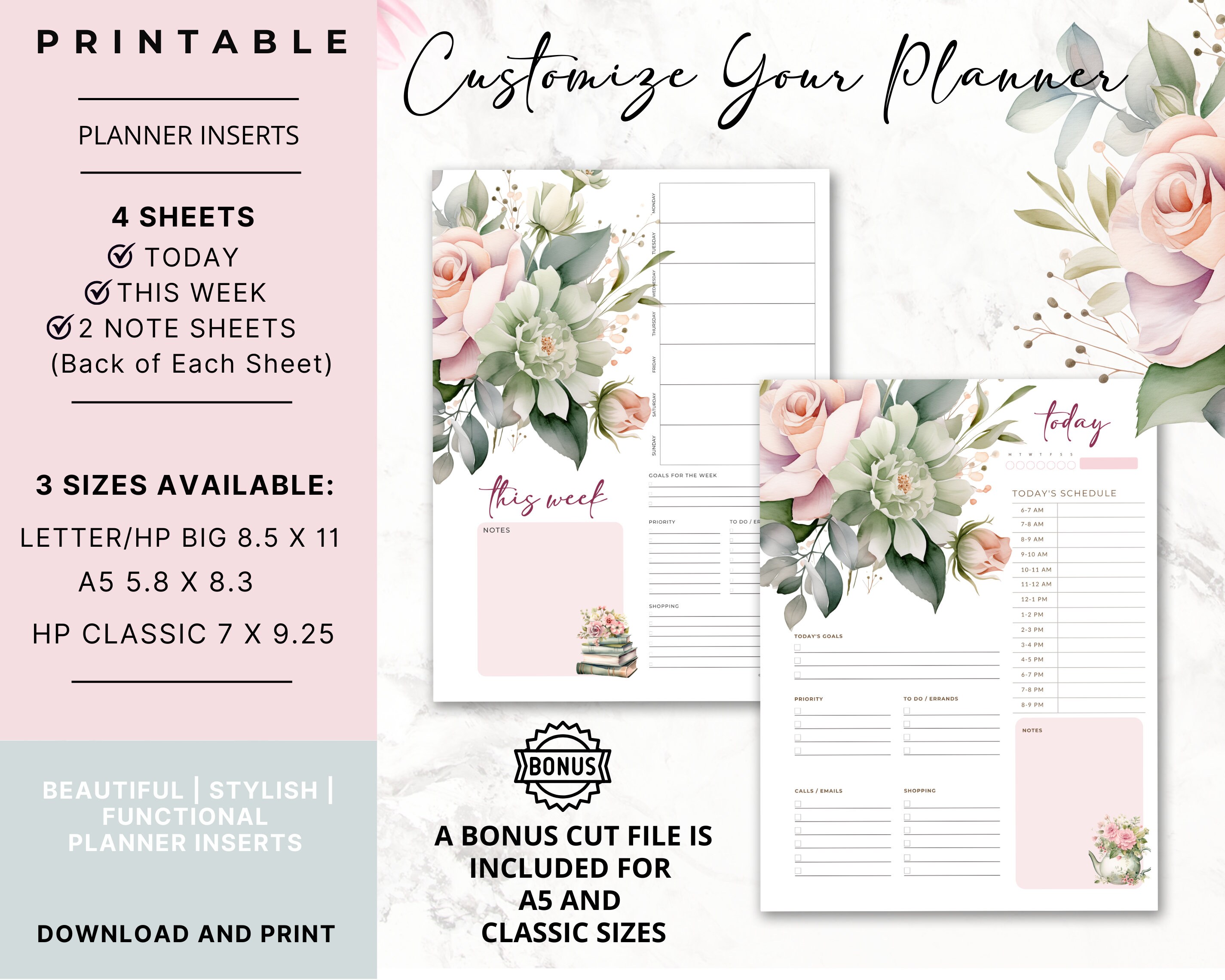 Printable Planner Inserts | Beautiful Planner Inserts | Daily and ...
