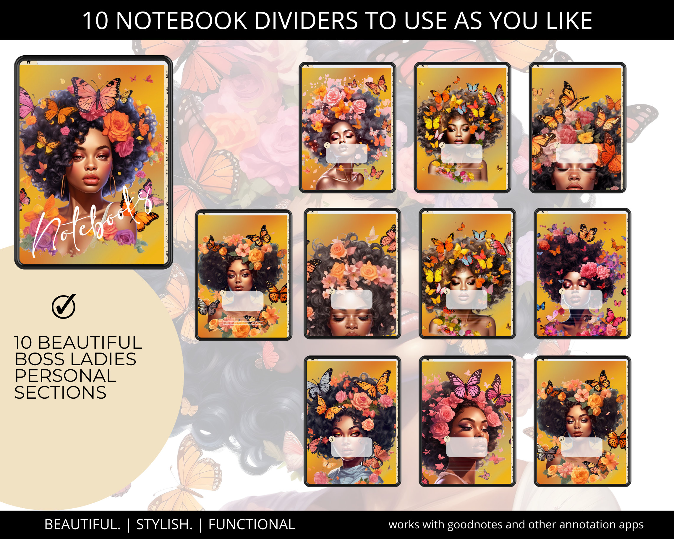 Digital Planner, Goodnotes Planner, African American Girl Boss Lady ...