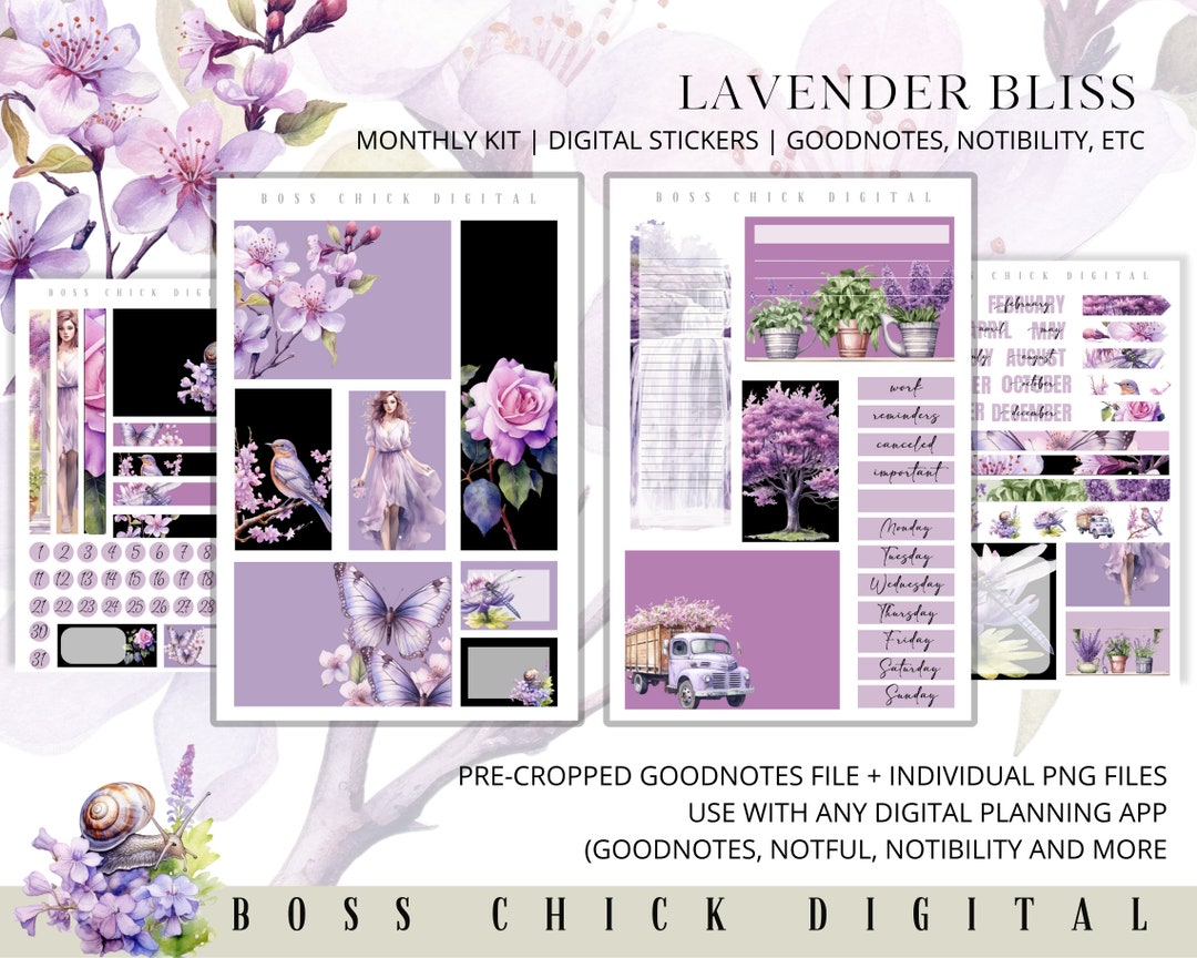 Digital Planner Stickers Monthly Digital Sticker Kit | Digital Pre ...