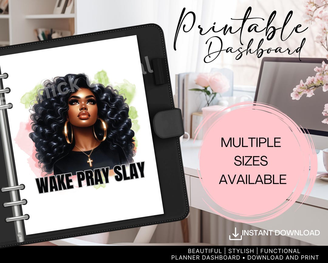 Wake Pray Slay Printable Planner Dashboard, Motivational Printable ...