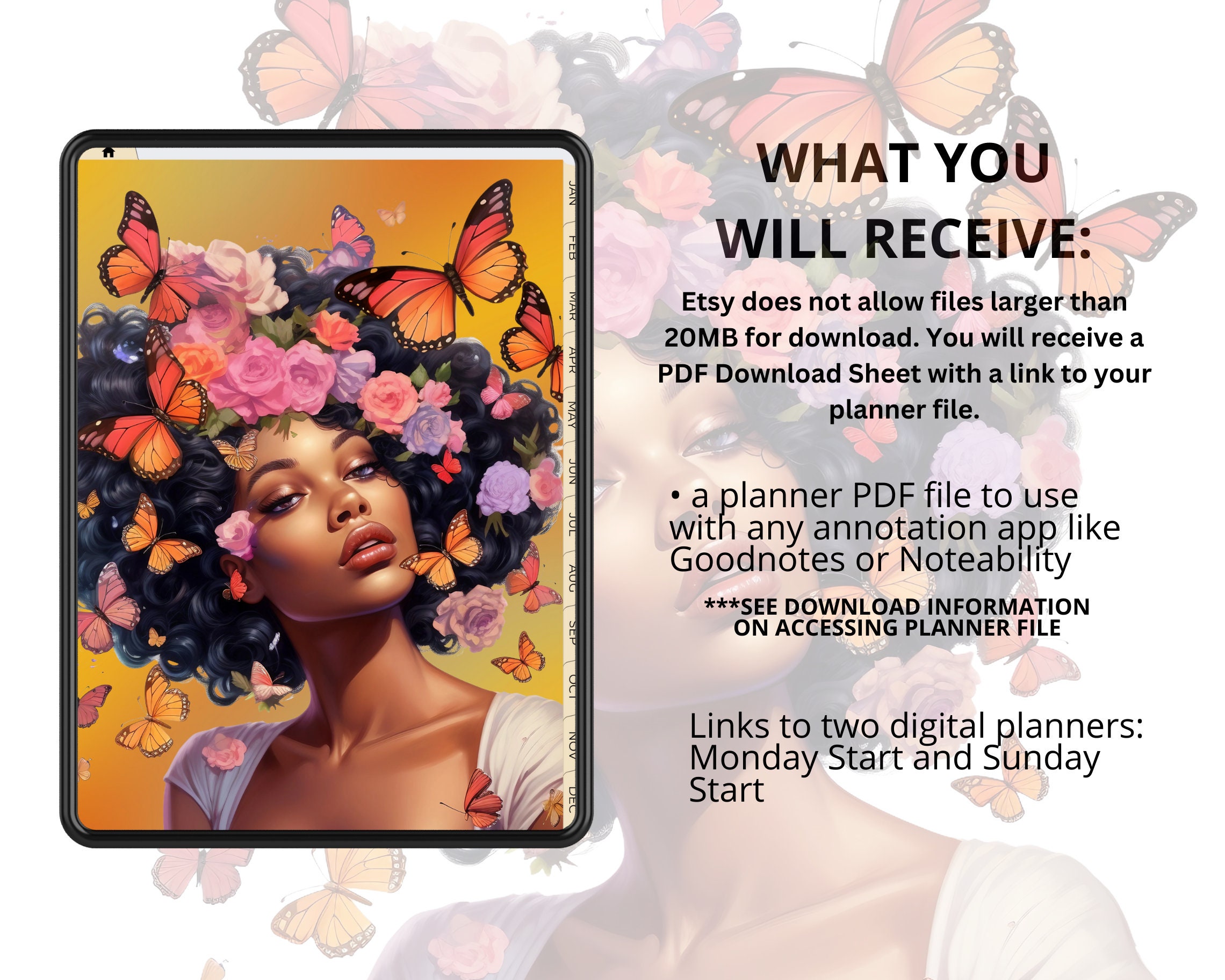Digital Planner, Goodnotes Planner, African American Girl Boss Lady ...