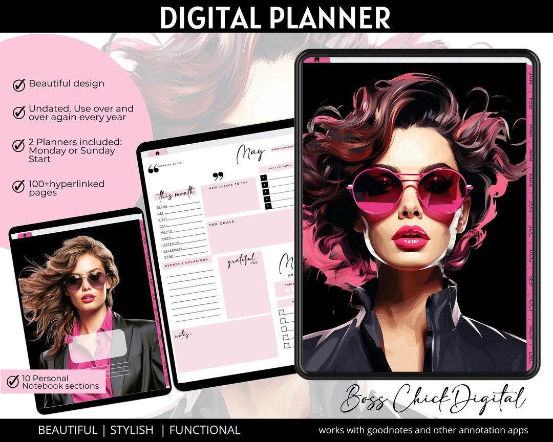 Digital Planner, Goodnotes Planner, Girl Boss Lady Digital Planner ...