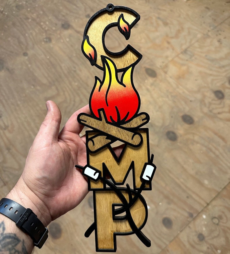 Camp Fire Vertical Wall Sign Hanger - Etsy