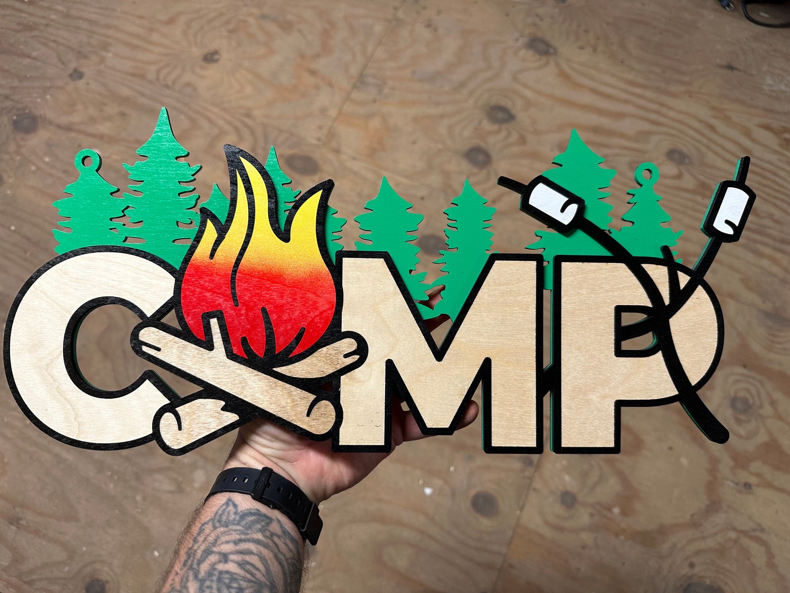 Camp Fire Horizontal Wall Sign Hanger - Etsy