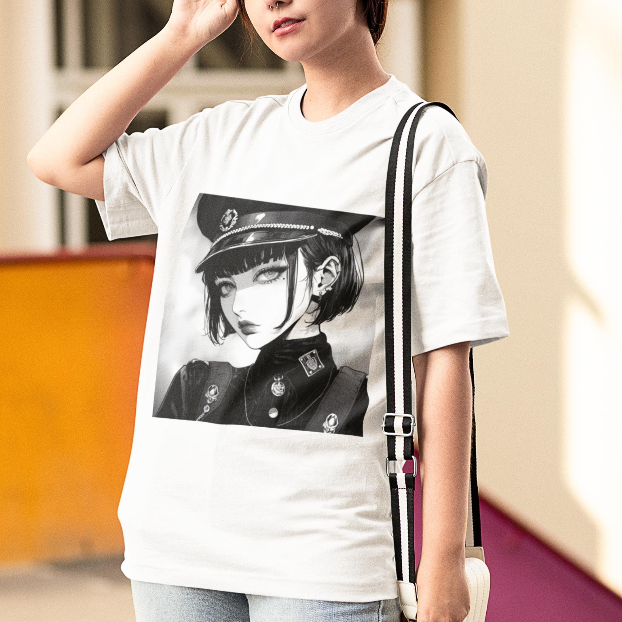 Pastel Goth Anime Oversized Police T-shirt Harajuku - Etsy