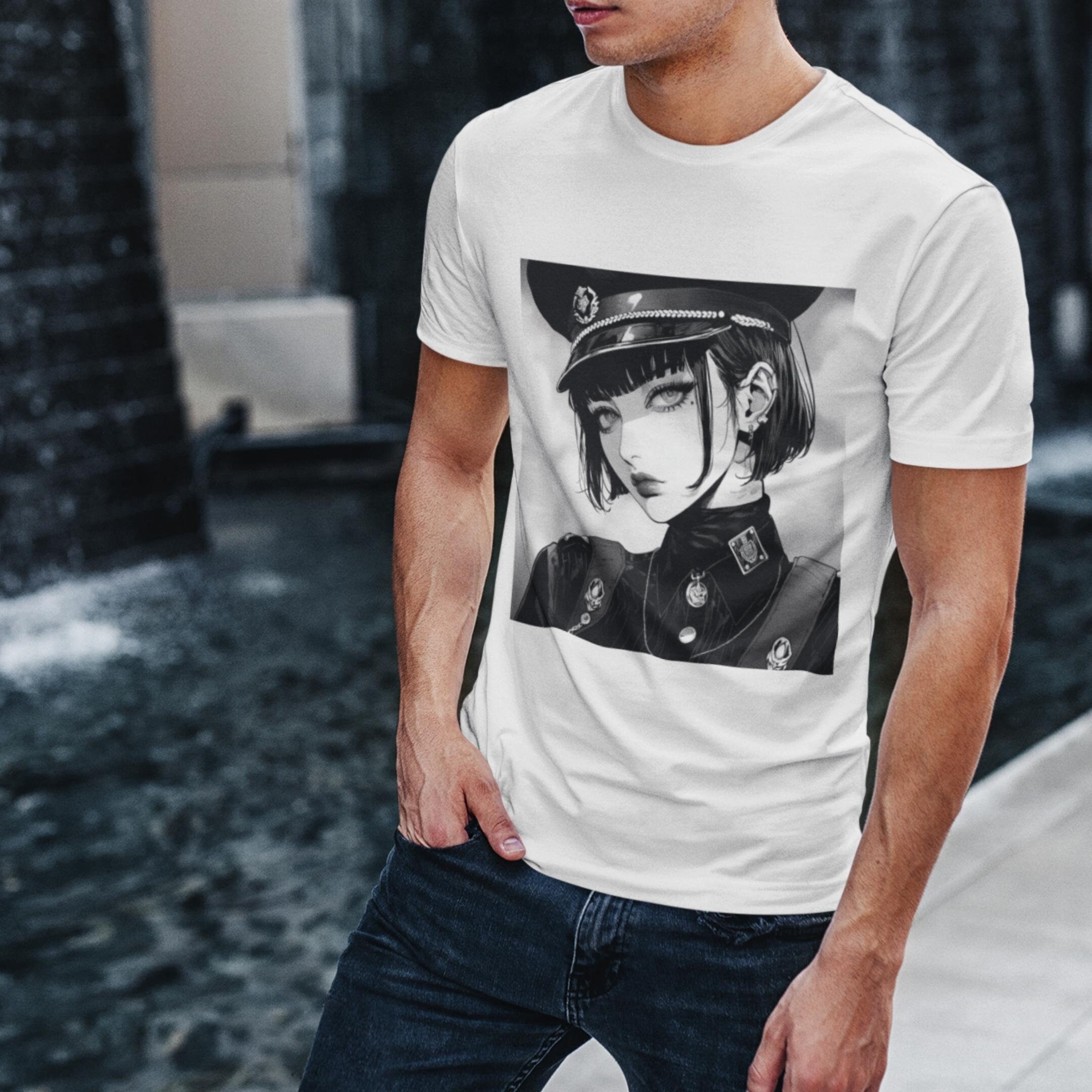 Pastel Goth Anime Oversized Police T-shirt Harajuku - Etsy