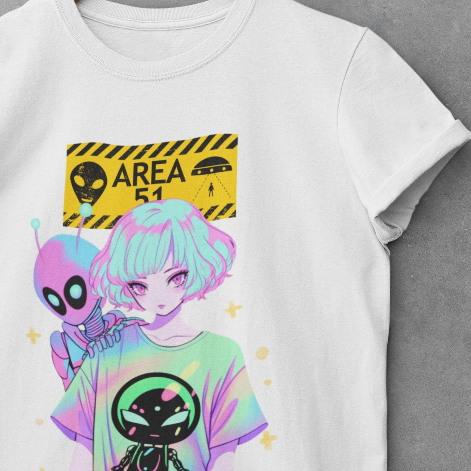 Pastel Goth Oversized Alien Anime Tshirt Harajuku Streetwear Japanese ...