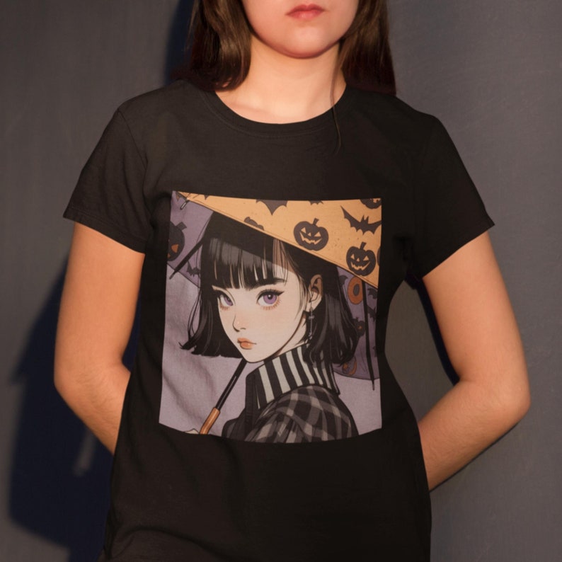 Gothic Anime Girl Halloween T-shirt Pastel Goth Clothing Grunge ...