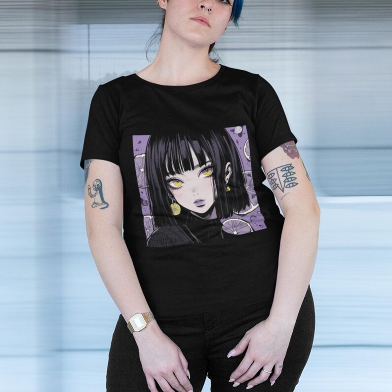 90s Goth Anime Girl Lemon T-shirt | Pastel Goth Clothing | Grunge ...