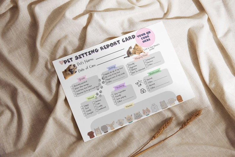 Pet Sitting Report Card - Etsy