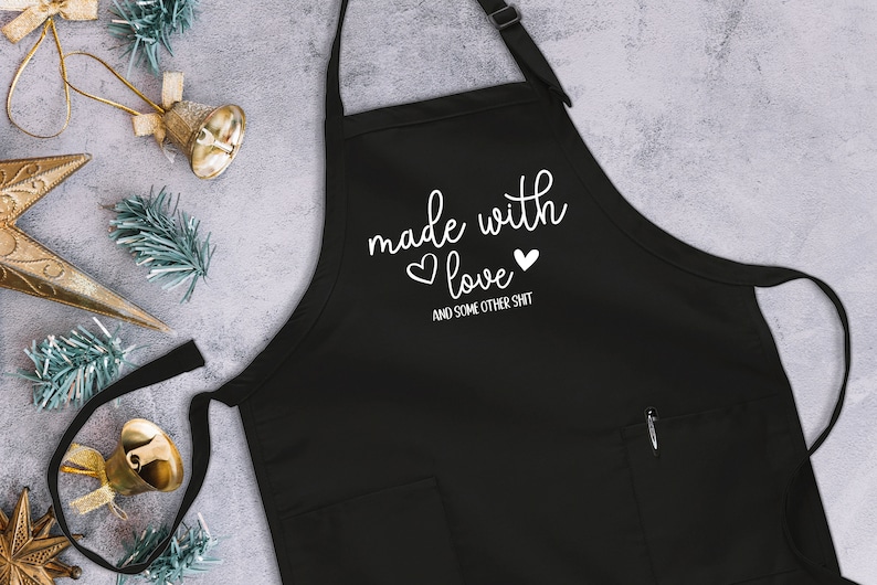 Made With Love Apron, Funny Kitchen Apron, Sarcastic Quotes, Kitchen ...