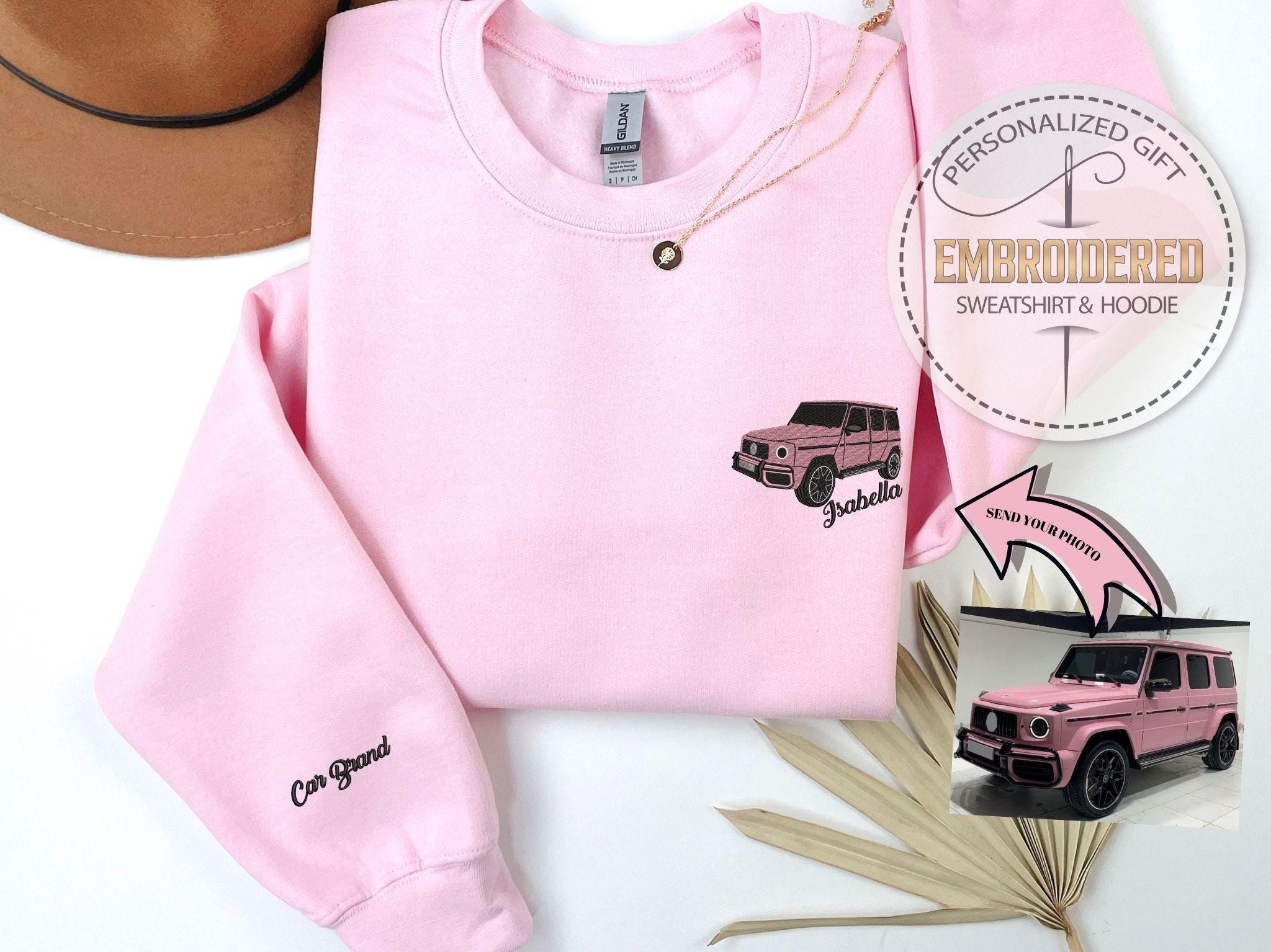 Custom Car Embroidered Sweatshirt, Personalized Vehicle Line Art Gift ...