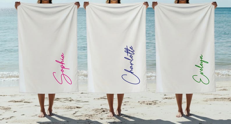 Personalized Beach Towel Custom Name Cursive | Bachelorette Bridal ...