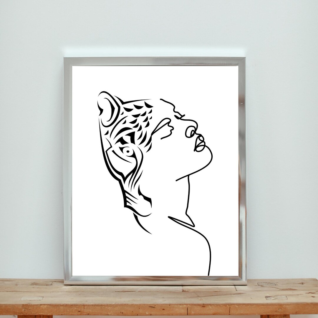Strong Woman Wall Art, Digital Download, Combination of Woman and Tiger ...