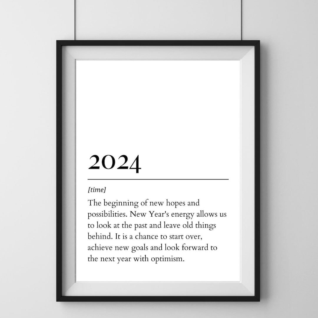 2024 Definition Wall Decor, New Year Art Print Minimalist, Printable ...