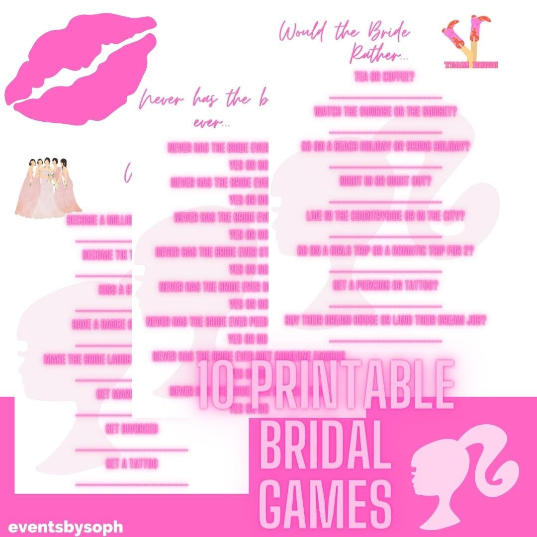 BUNDLE: 10 Bridal Shower, Bachelorette Party, Hen Do, Bride & Groom ...