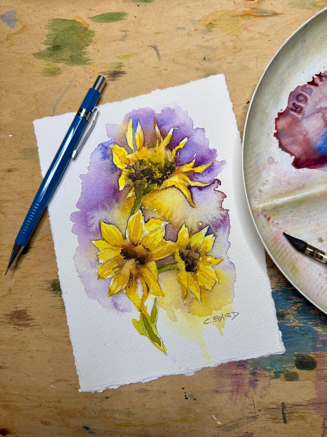 Texas Maximillian Sunflower Original 5x7 Watercolor - Etsy