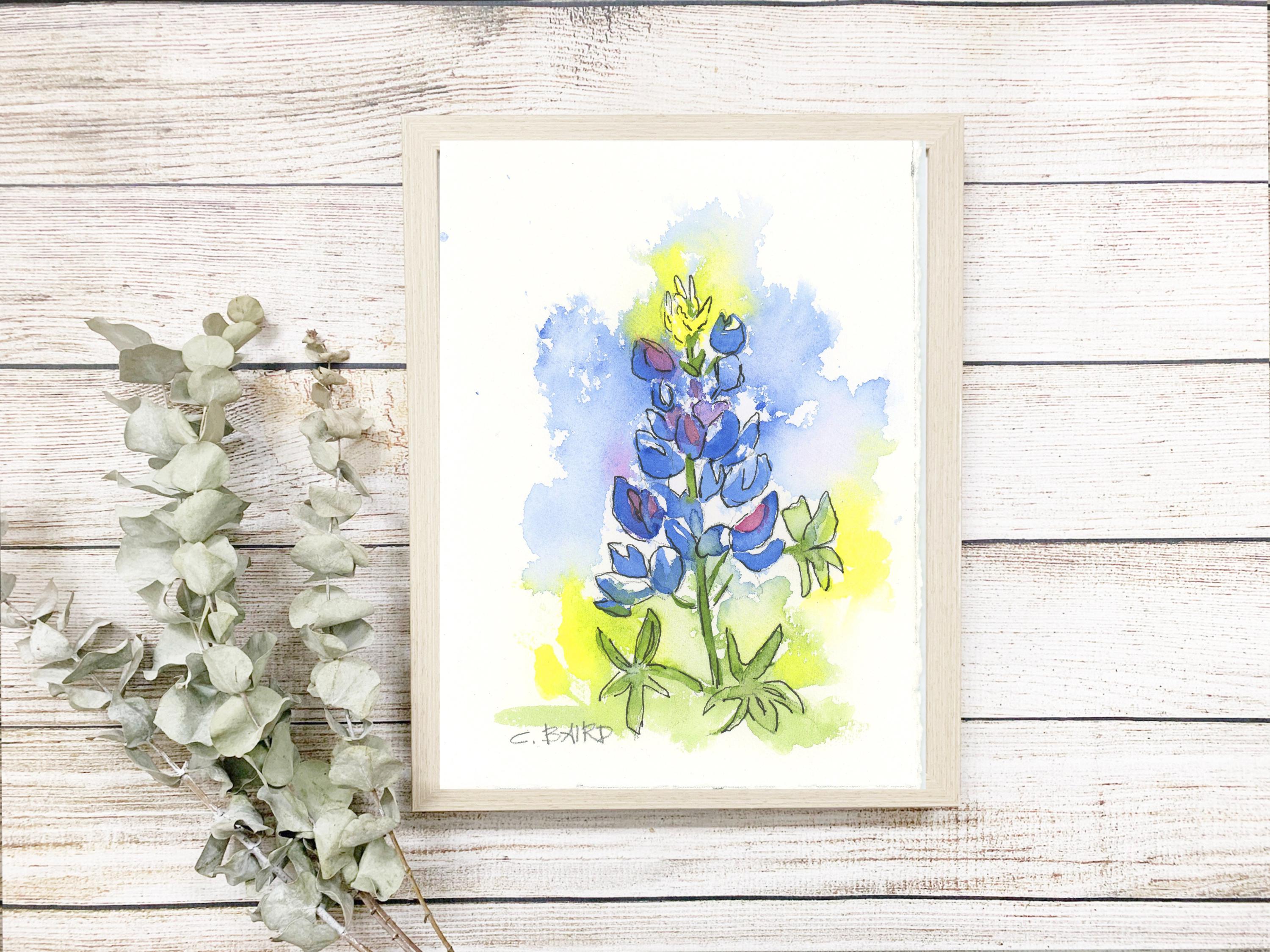 Bluebonnet Original 5x7 Watercolor - Etsy