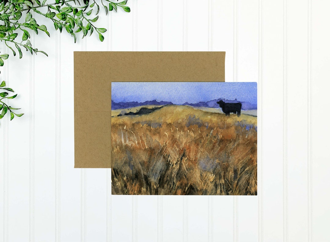 Black Cow Rural Texas Note Card Stationery Gift Set - Etsy