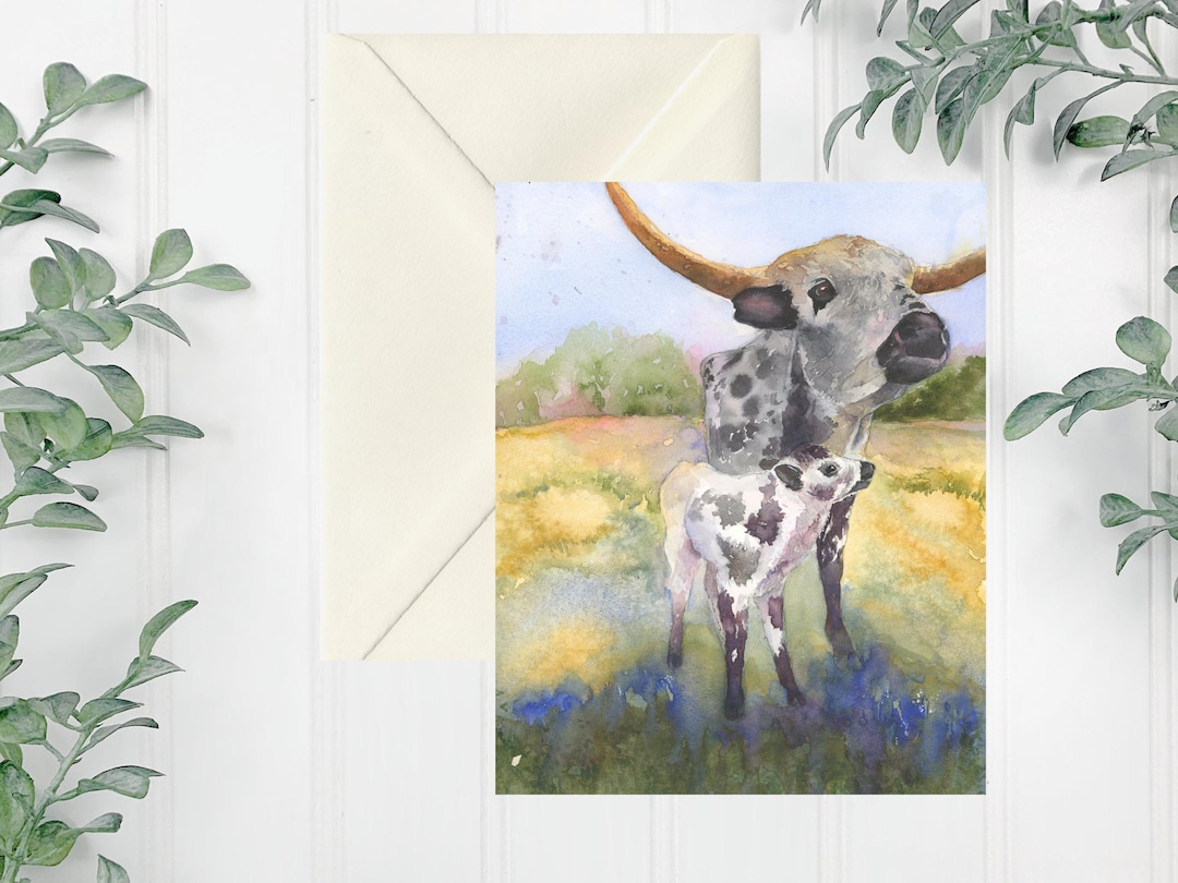 Texas Longhorn Greeting Card Set, Rustic Rural Texas Scene - Etsy