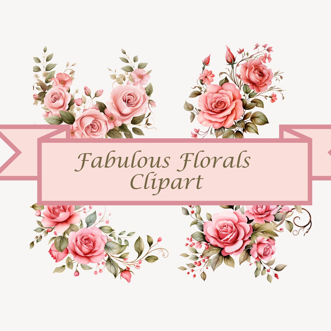 Watercolor Roses Clipart Watercolor Floral Clipart Pink - Etsy