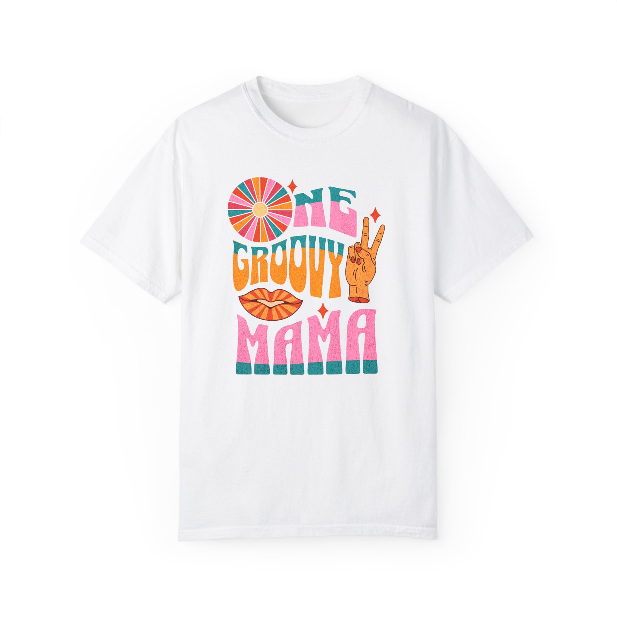 One Groovy Mama Retro Hippie T-shirt, Vintage Vibes Style, Garment-dyed ...