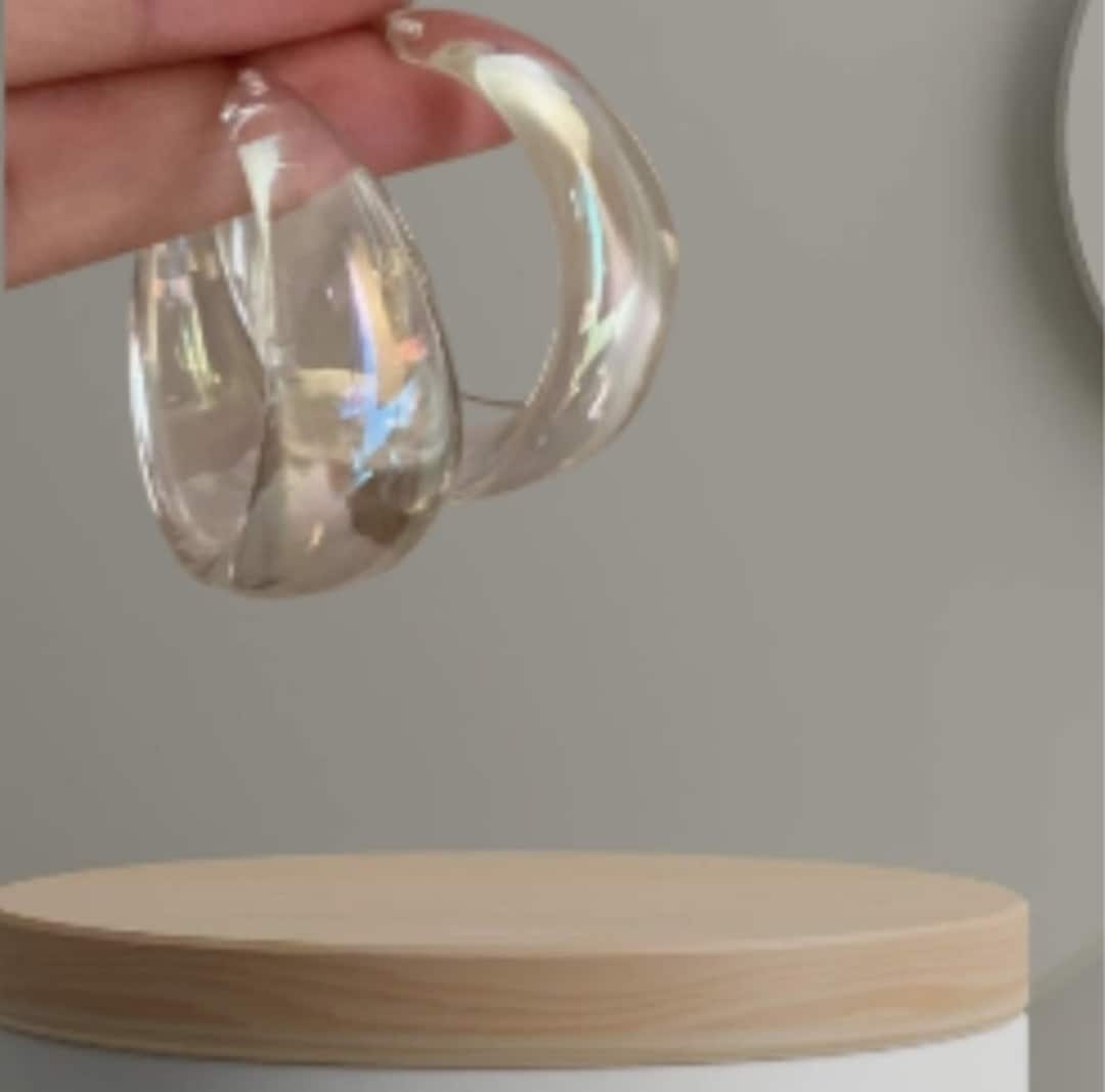 Clear Earrings, Chunky Clear Earrings, Classy Hoop Clear Earrings ...