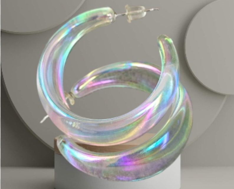 Clear Earrings, Chunky Clear Earrings, Classy Hoop Clear Earrings ...
