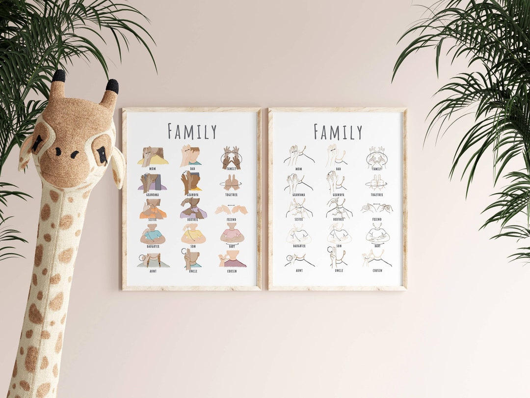 Starter Sign Language for Baby Print: Family ASL Poster (digital ...