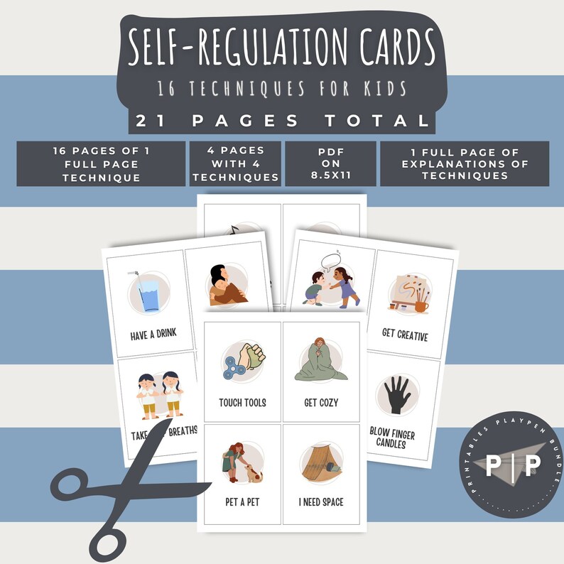 Calm Down Cards: Self-regulation Techniques for Kids (digital Download ...