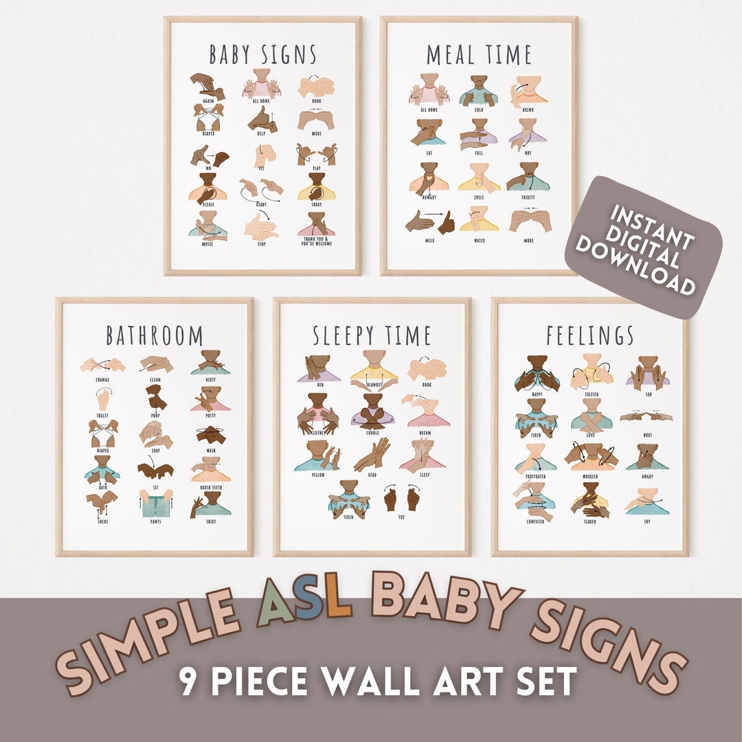 ASL Starter Signs for Baby Prints: Education Poster Set (digital ...