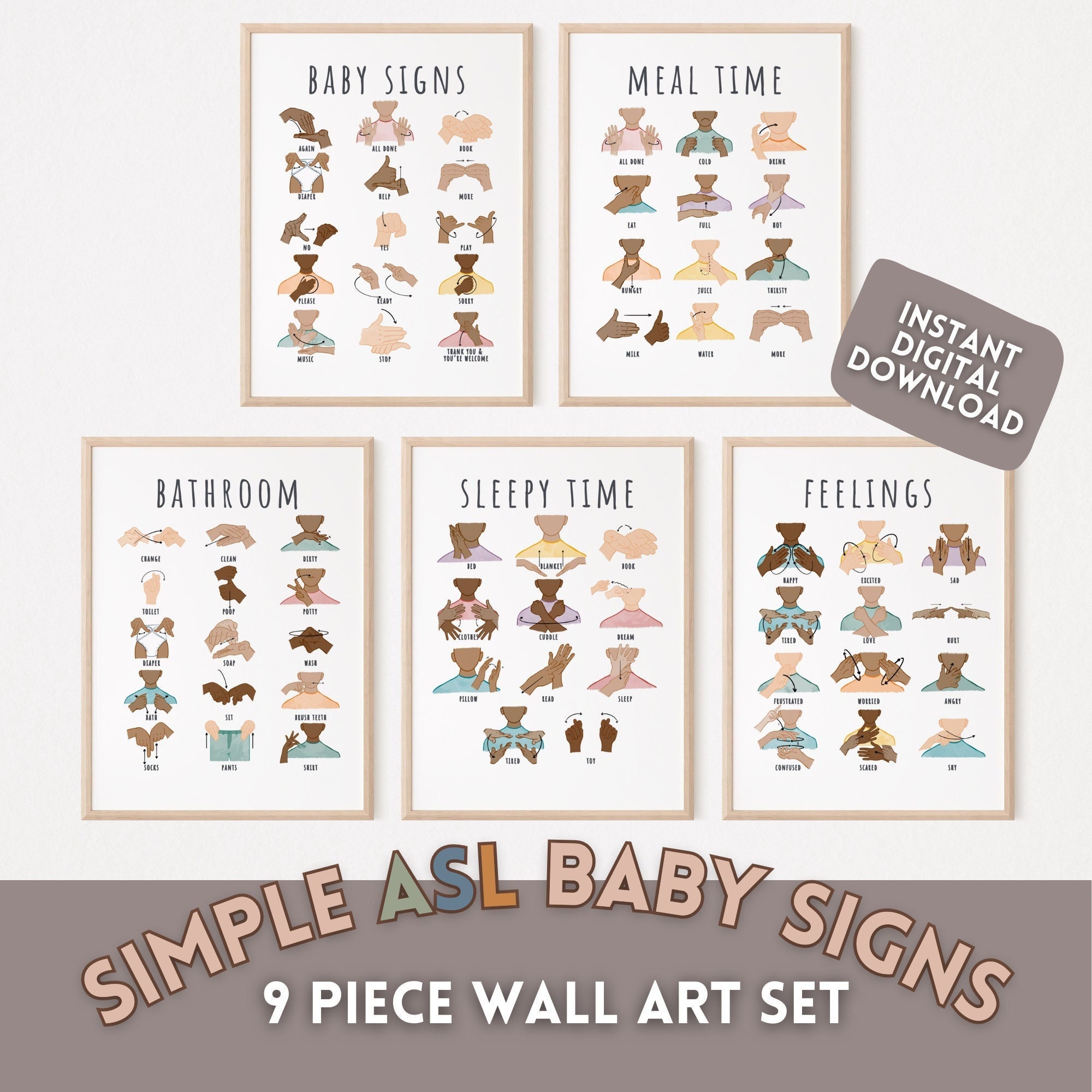 ASL Starter Signs for Baby Prints: Education Poster Set (digital ...