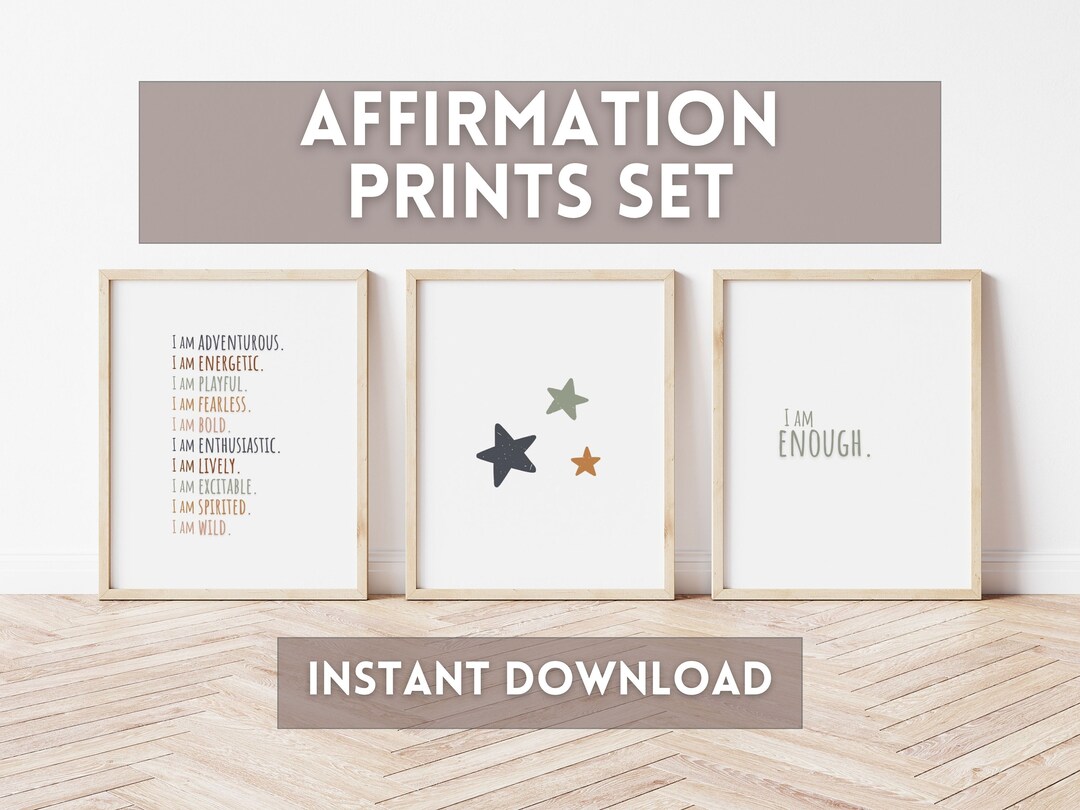 Simple Affirmations Poster for Kids Set I AM Bold Wild Mix and Match ...