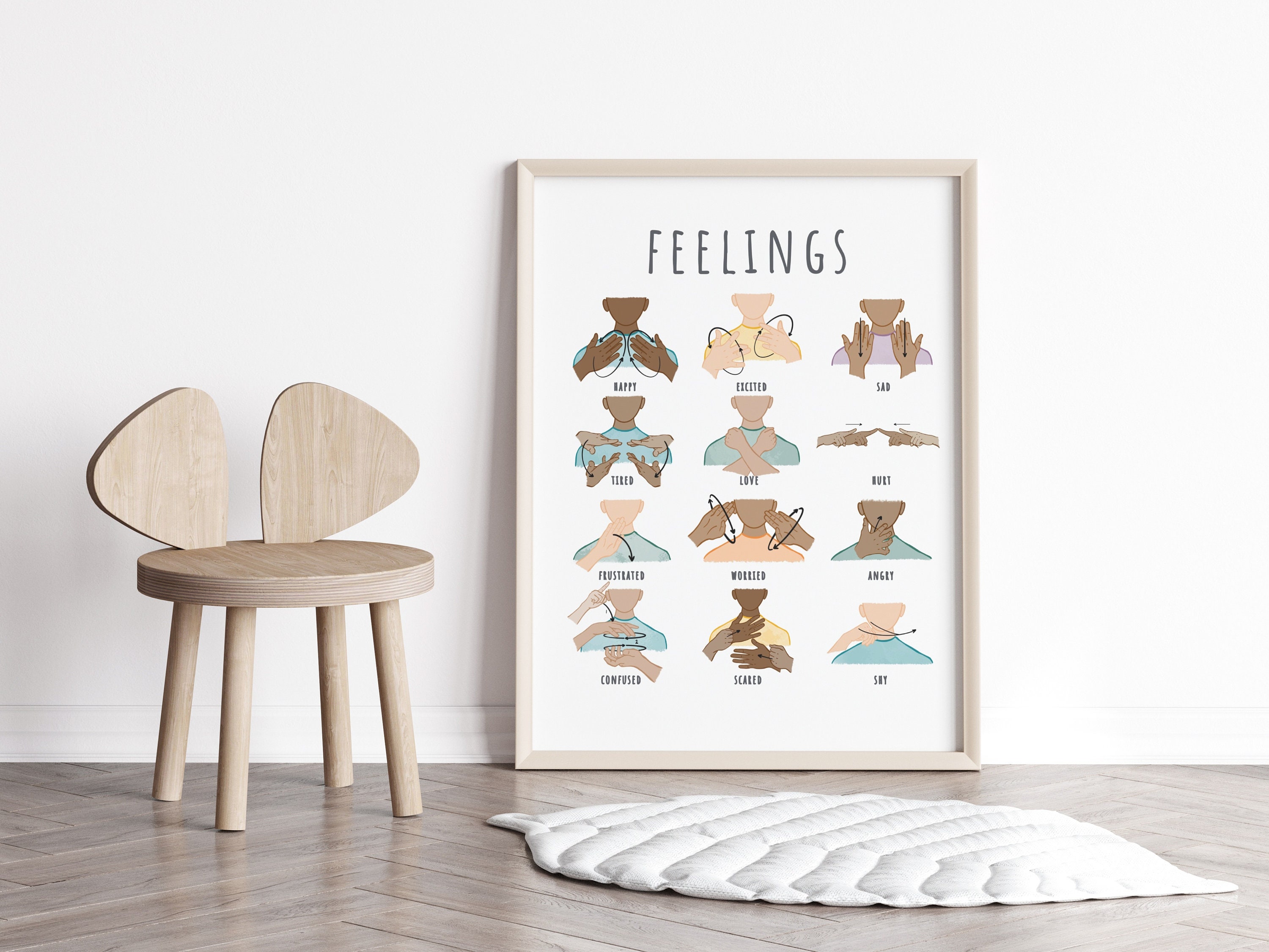Set of 2 Feelings and Emotions Baby Sign Language Print Starting ASL ...