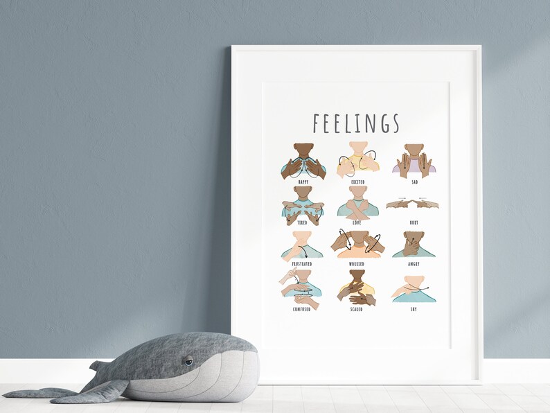 Set of 2 Feelings and Emotions Baby Sign Language Print Starting ASL ...