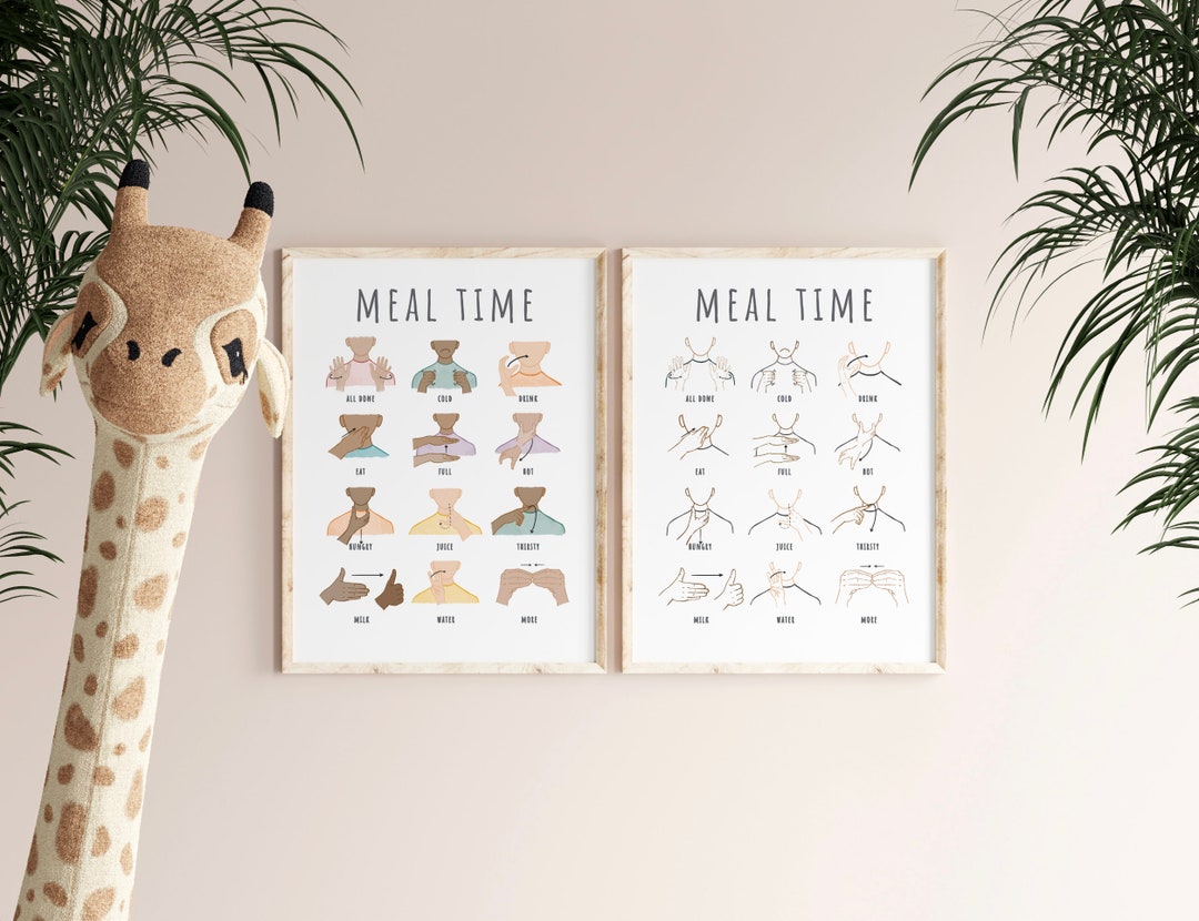 Meal Time Set of 2 Baby Sign Language Print Starting ASL Signs ...
