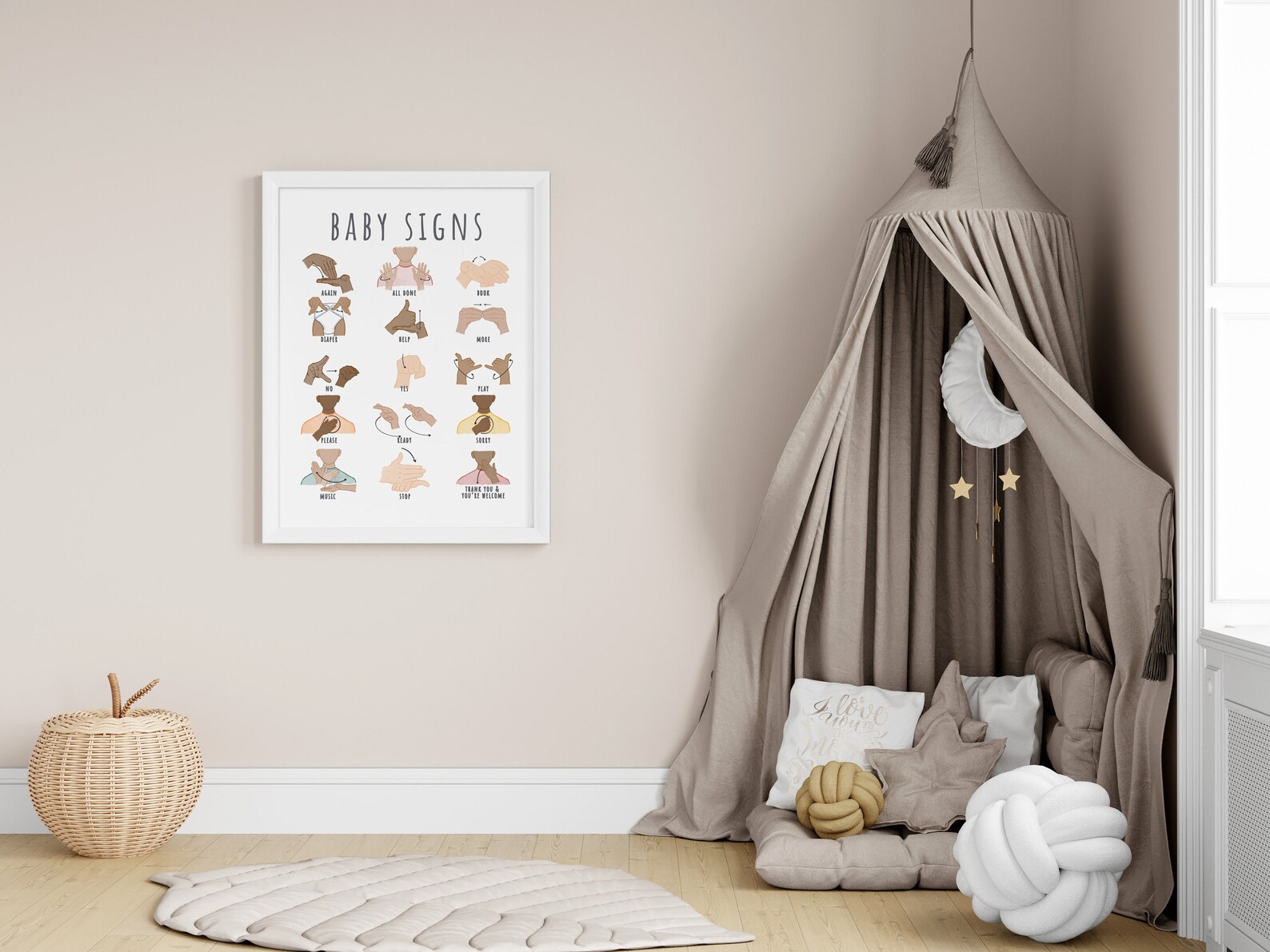 Starter Sign Language for Baby Print Set: ASL Starting Signs Poster ...