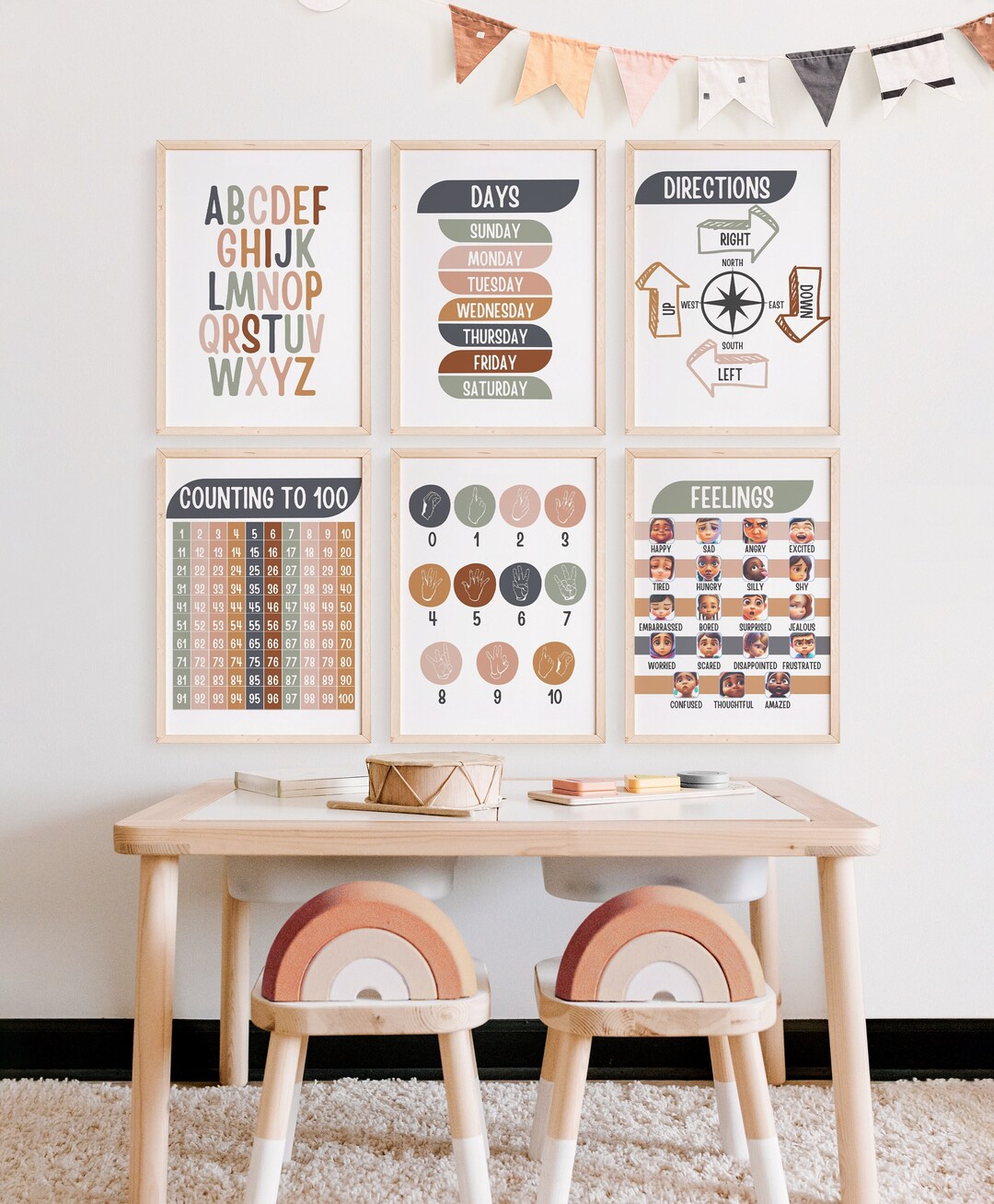 Educational Posters Set of 22 Simple Neutral Prints Montessori Kids ...